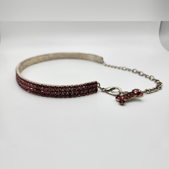 Dog | Sweet Sparkly Pink Rhinestone Dog Necklace With Small Sparkly ...